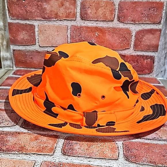 Accessories | Vintage Camo Wide Brim Orange Bucket Hat | Poshmark